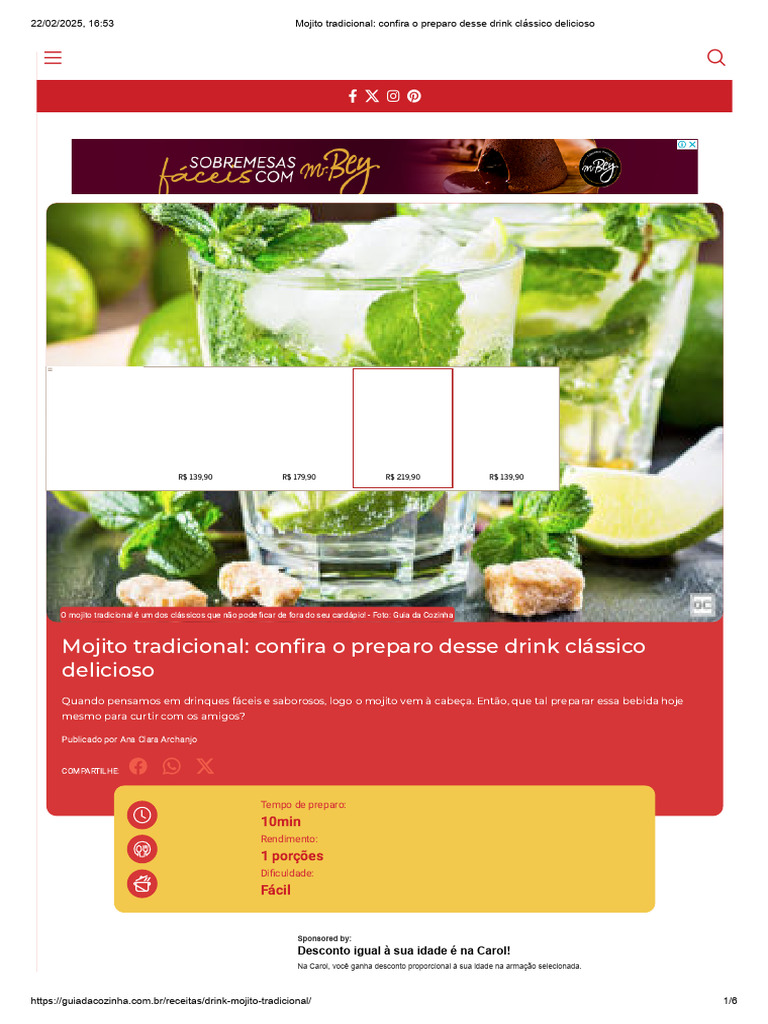Mojito tradicional_ confira o preparo desse drink clássico delicioso | PDF | Coquetéis