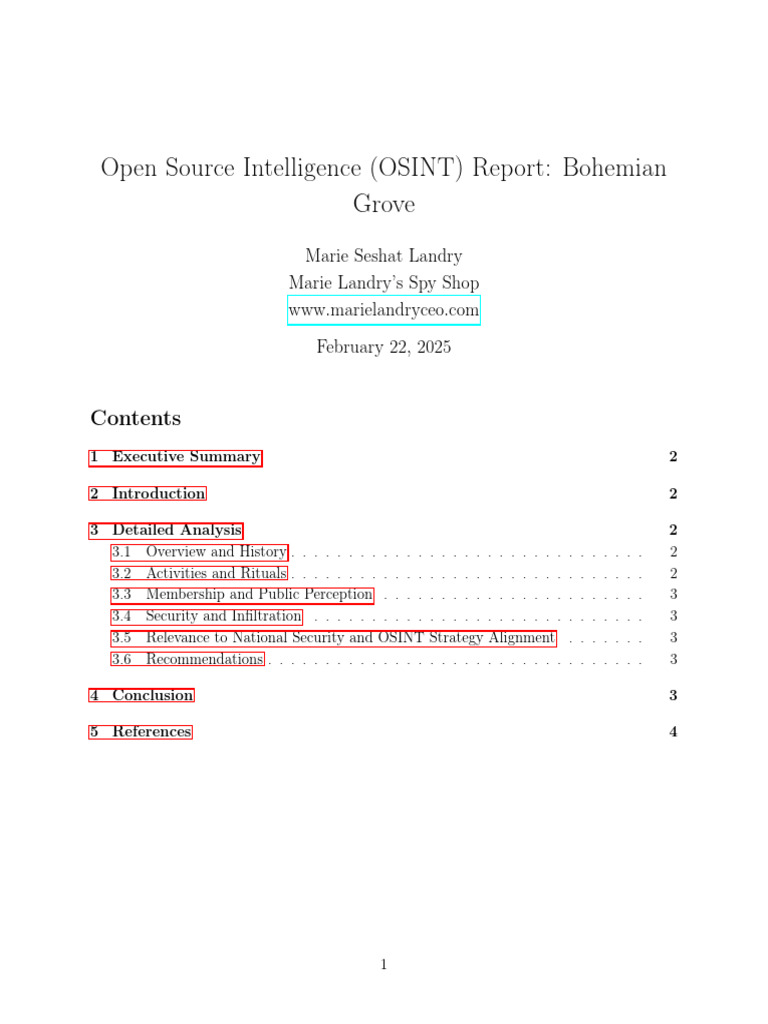 Open Source Intelligence (OSINT) Report: Bohemian Grove | PDF