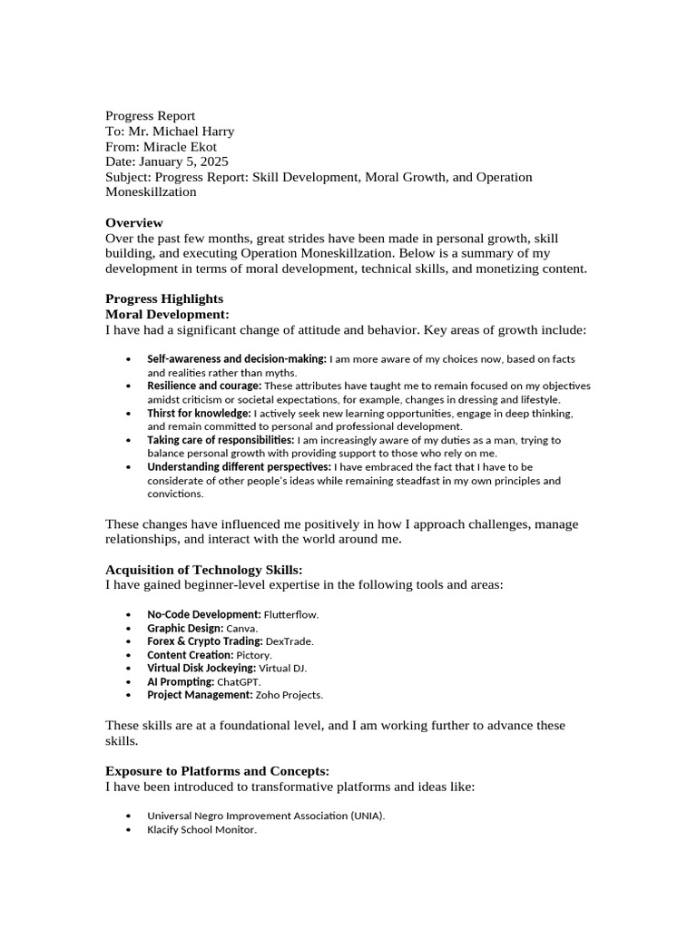 My Progress Report. | PDF | Personal Development | Psychology