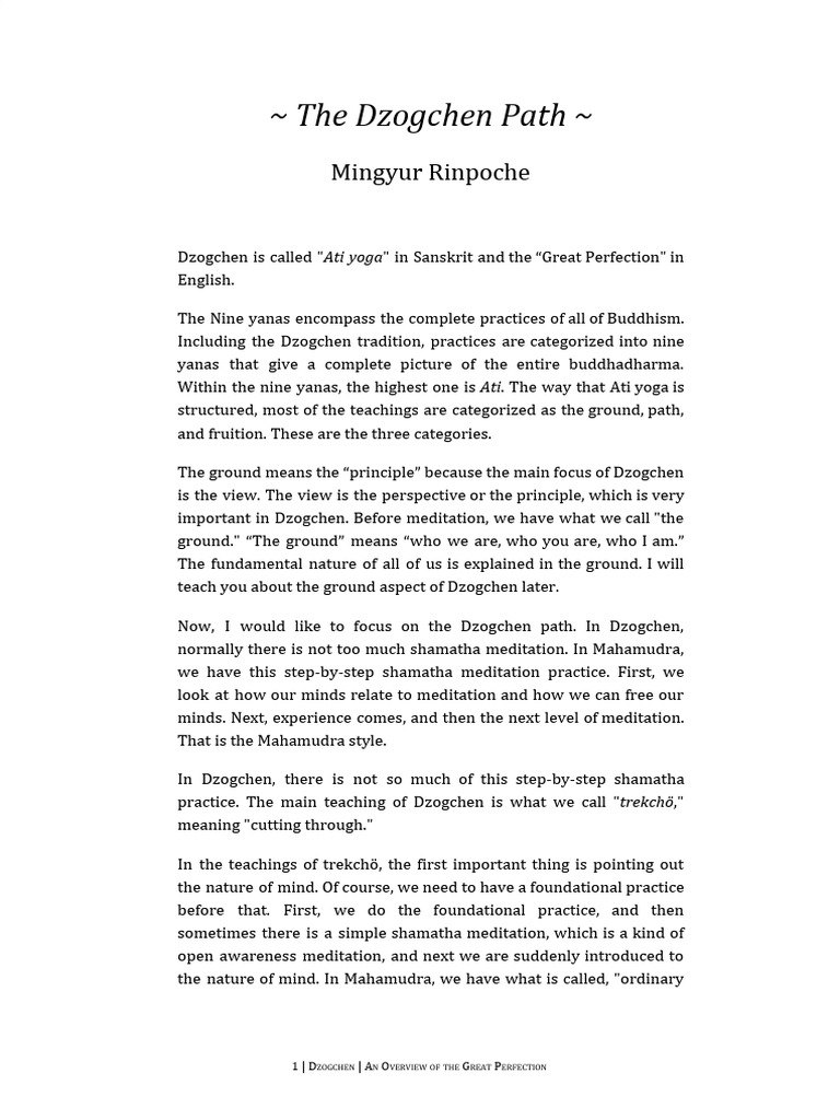 DZO M1 S2 YMR The Dzogchen Path 1 | PDF | Mahamudra | Dzogchen