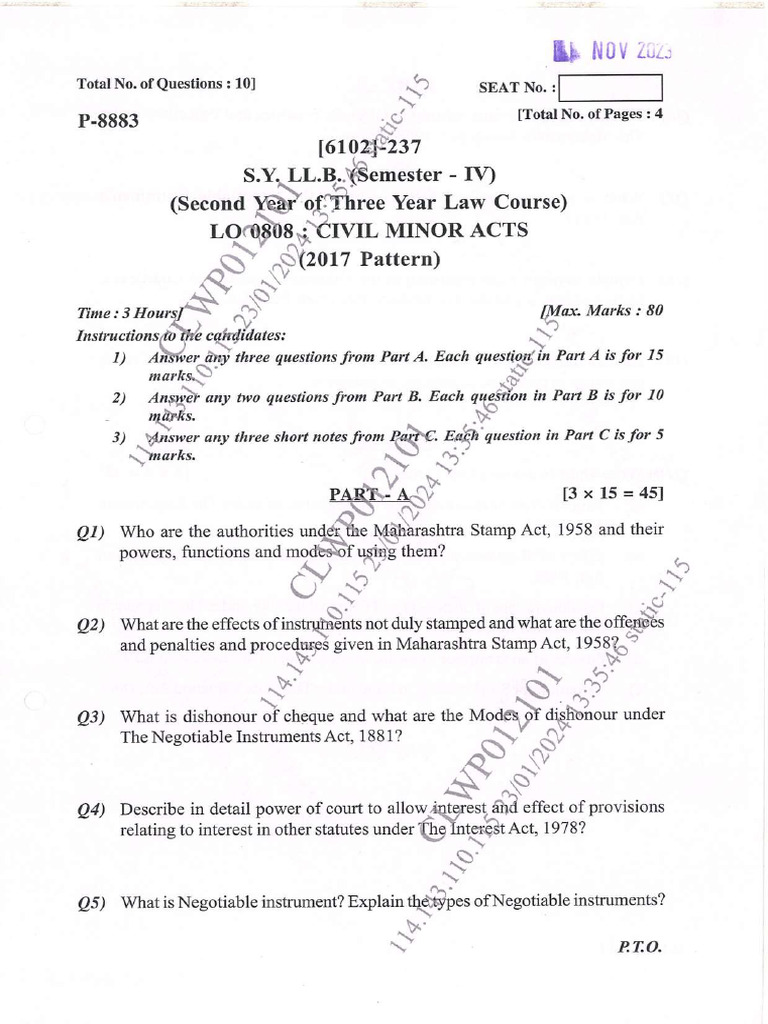 808 Civil Minor Acts Q.P. | PDF | Civil Law (Legal System) | Justice
