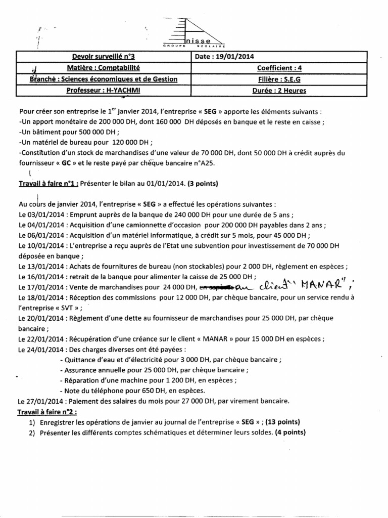 1BAC ECO S1 C3 Comptabilite | PDF