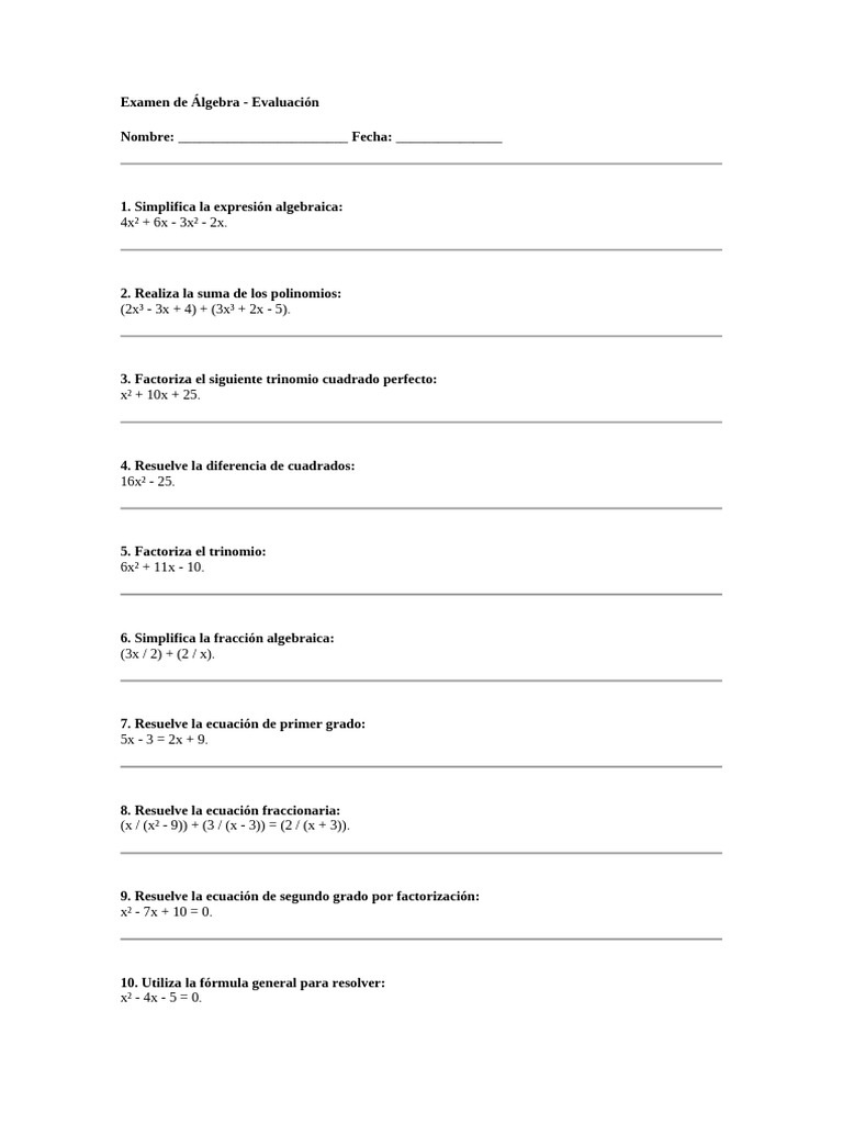 Examen de Álgebra 4 | PDF
