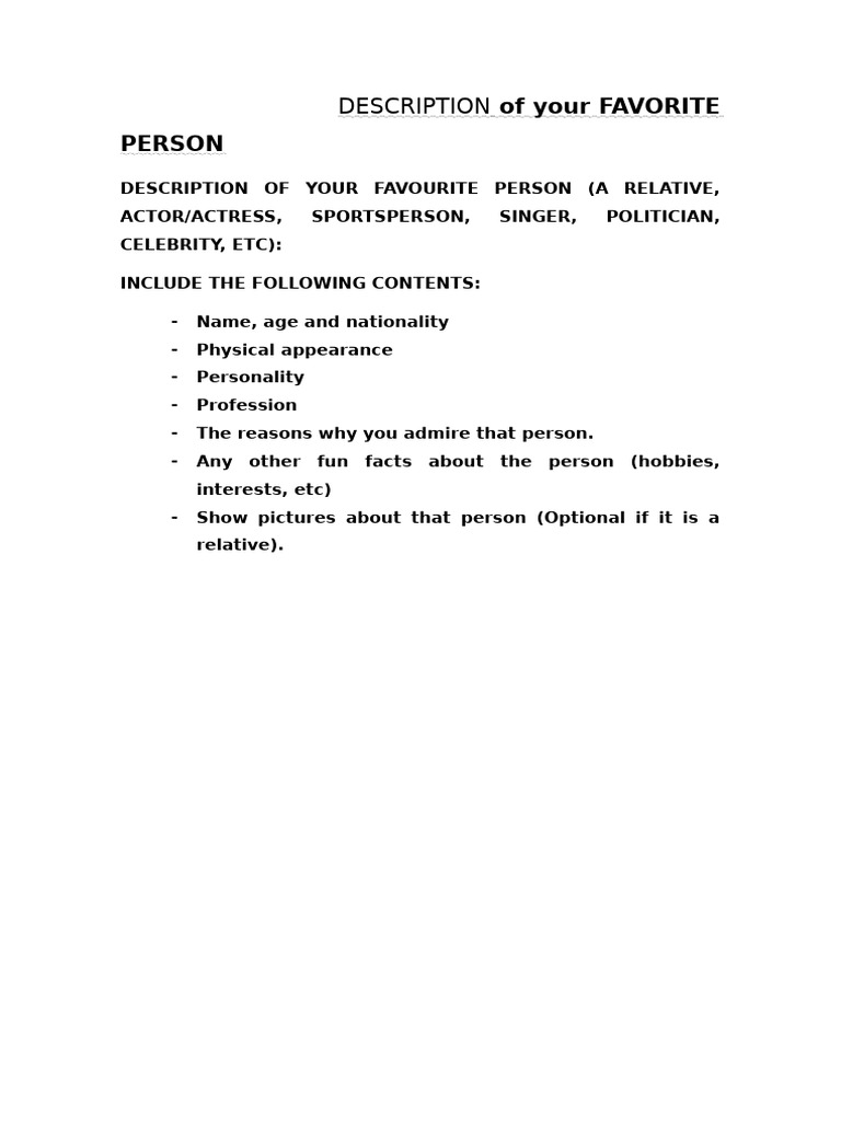 Oral Presentation - Description of A Person | PDF