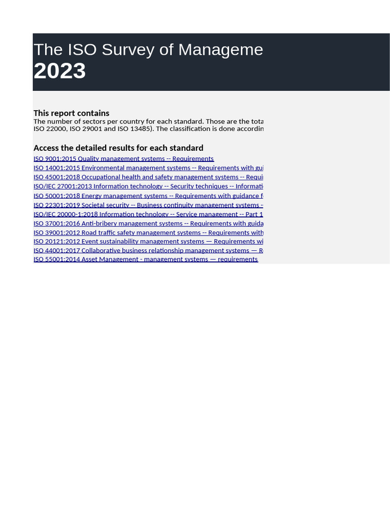 ISO Survey 2023: Management Standards | PDF | International ...