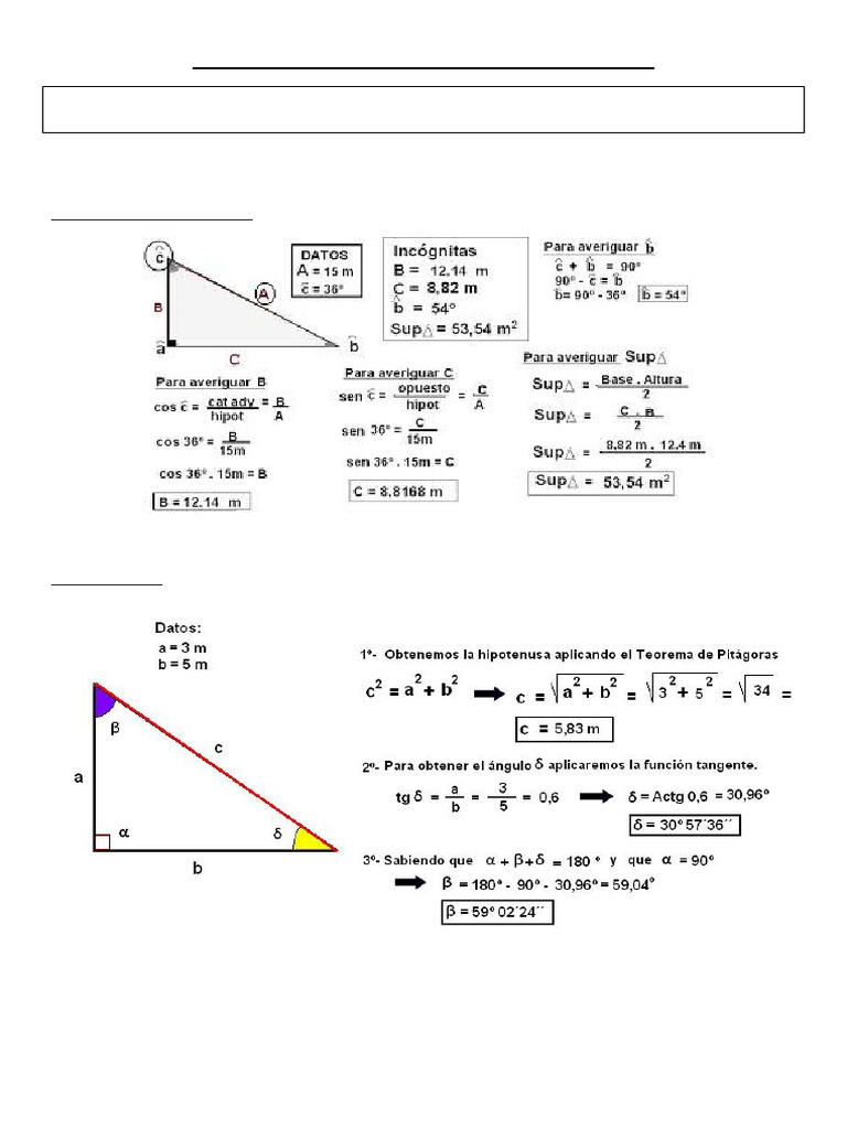 Resolución de Triángulos Rectángulos | PDF