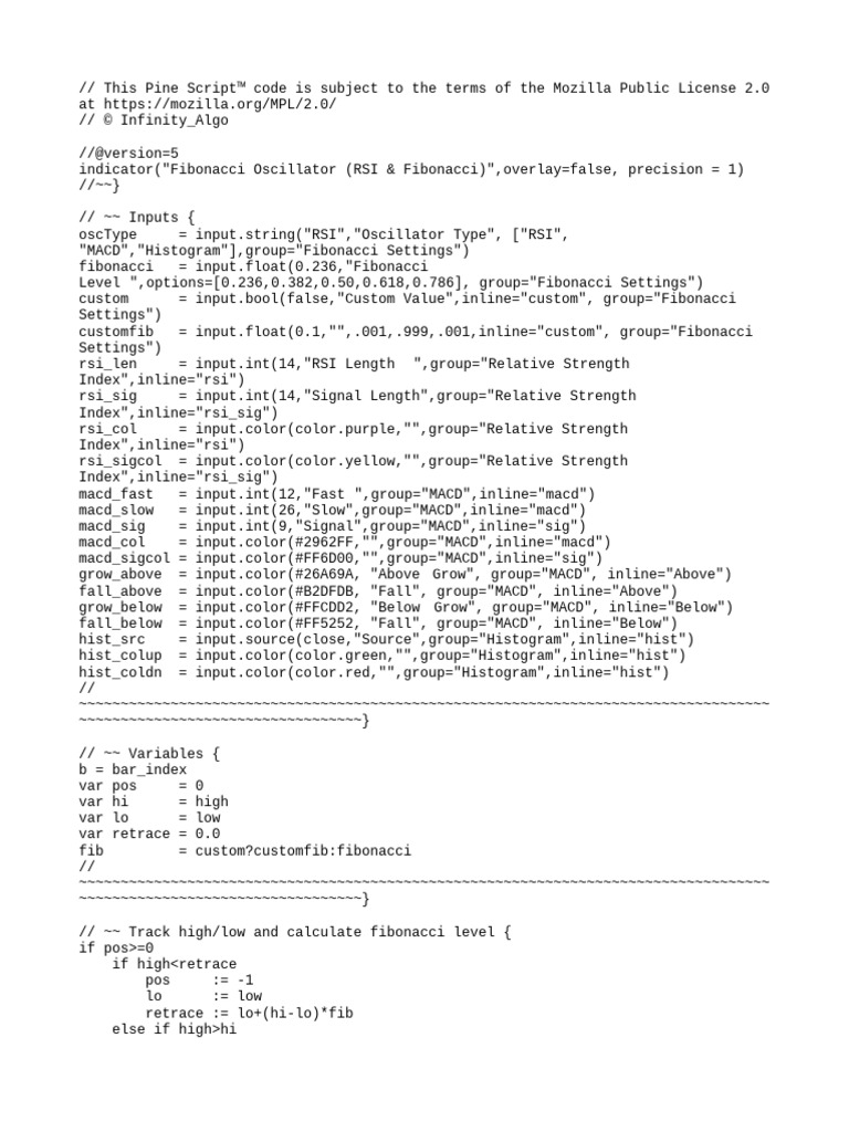Fibonacci Oscillator (RSI & Fibonacci) | PDF | Technical Analysis | Computer Programming