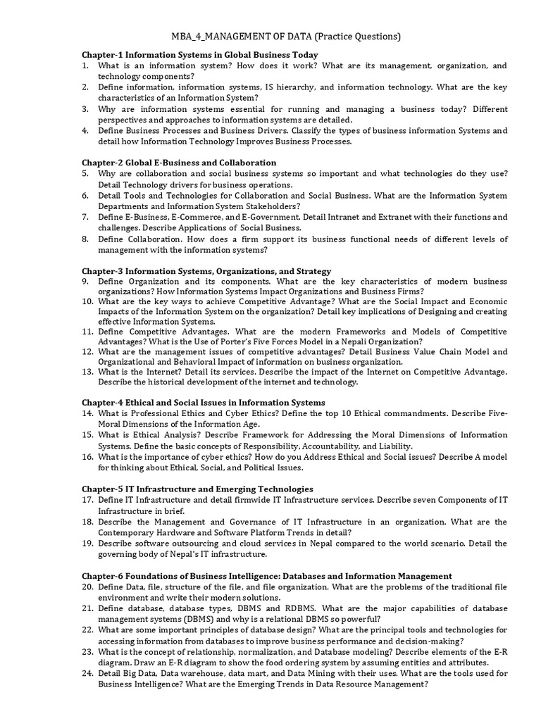 MBA Practice Questions on Information Systems | PDF | Computer Security ...