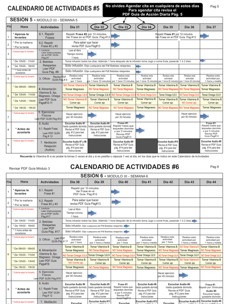 Calendario de Actividades Semanal | PDF