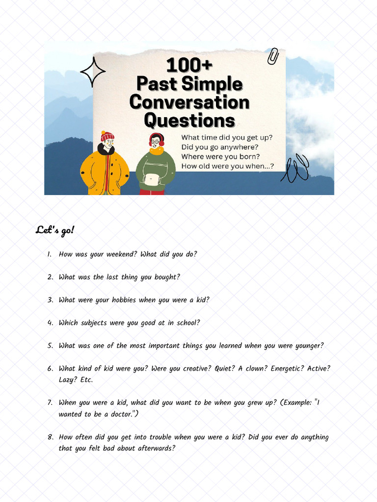 100 Past Simple Conversation Questions | PDF