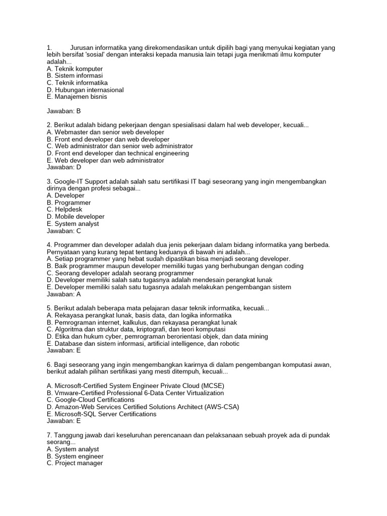 Soal UTS Informatika 2024 | PDF