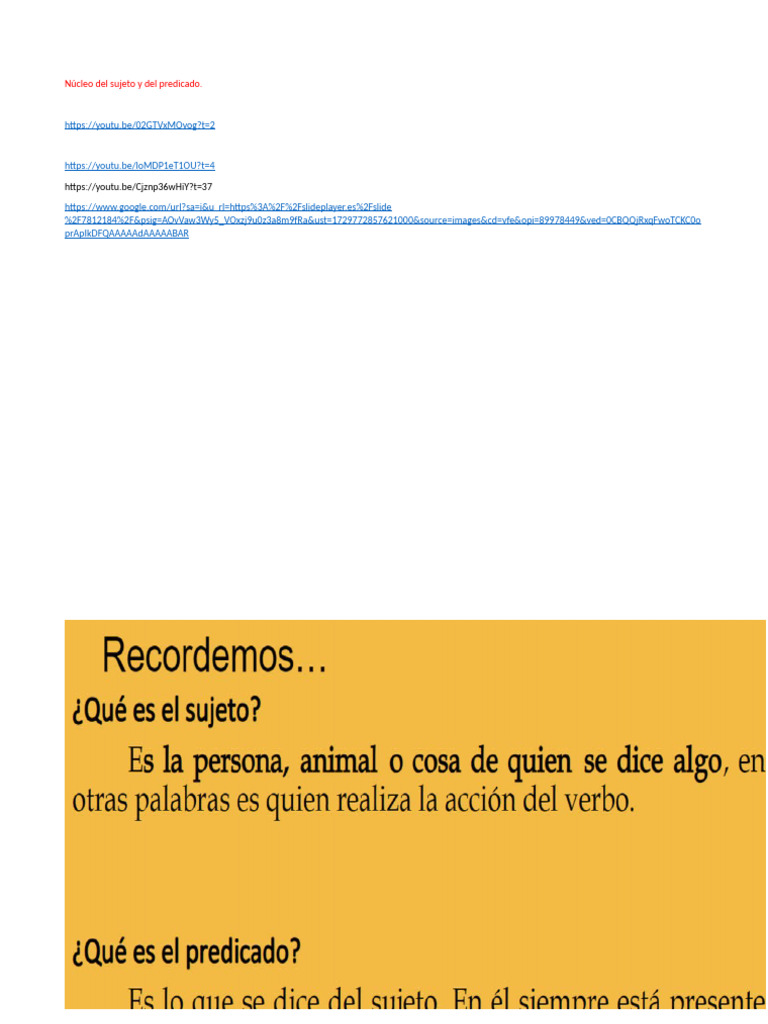Núcleo Del Sujeto Y Del Predicado Pdf