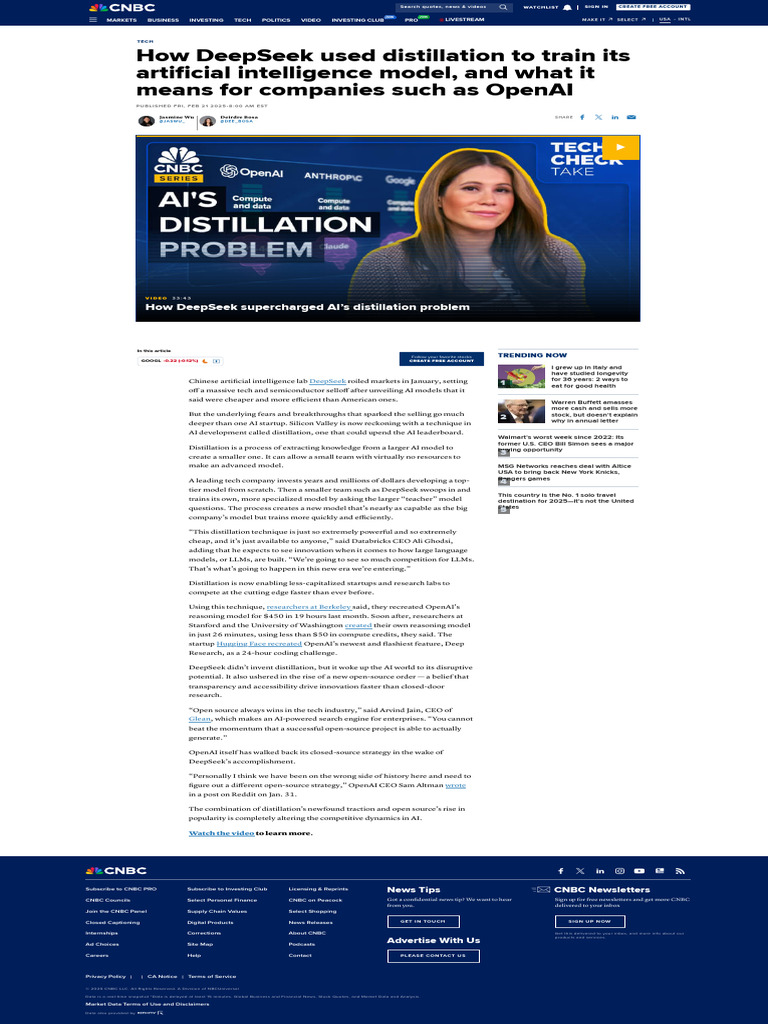 DeepSeek Trained AI Model Using Distillation, Now A Disruptive Force | PDF