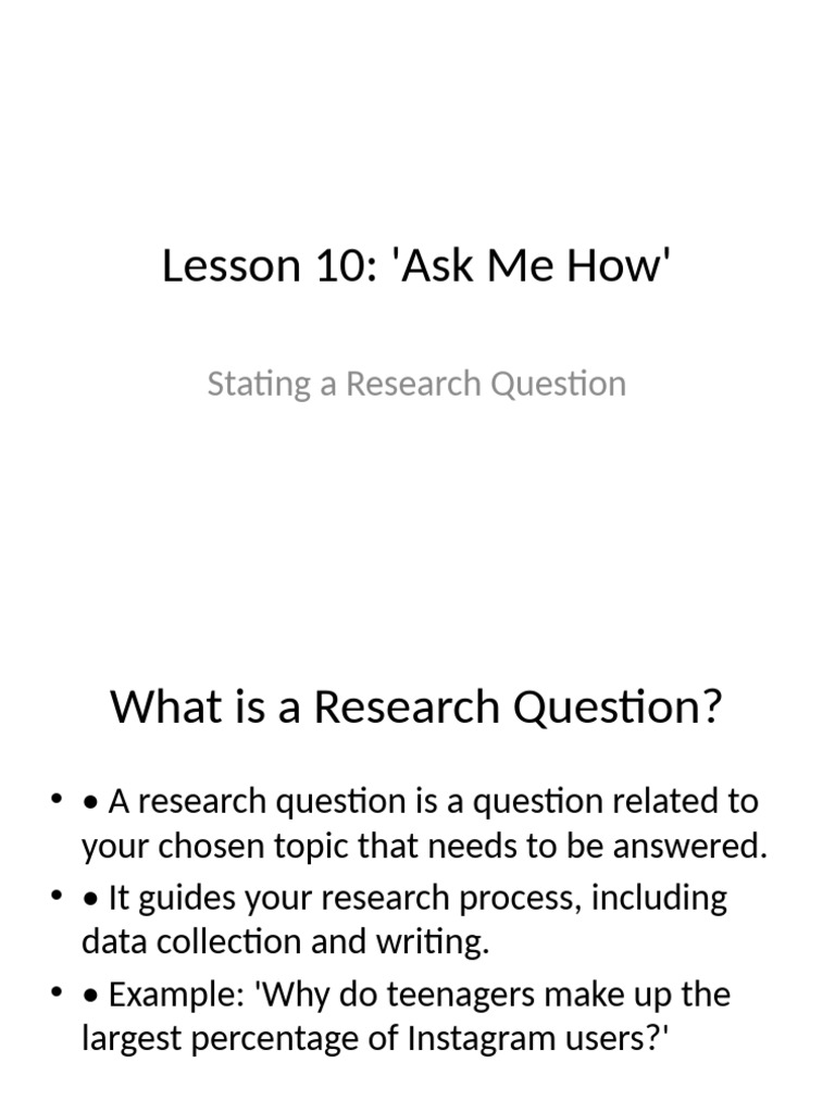 Crafting Effective Research Questions | PDF