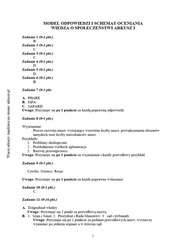 Wos 2005 Styczen Probna Rozszerzona Odpowiedzi | PDF