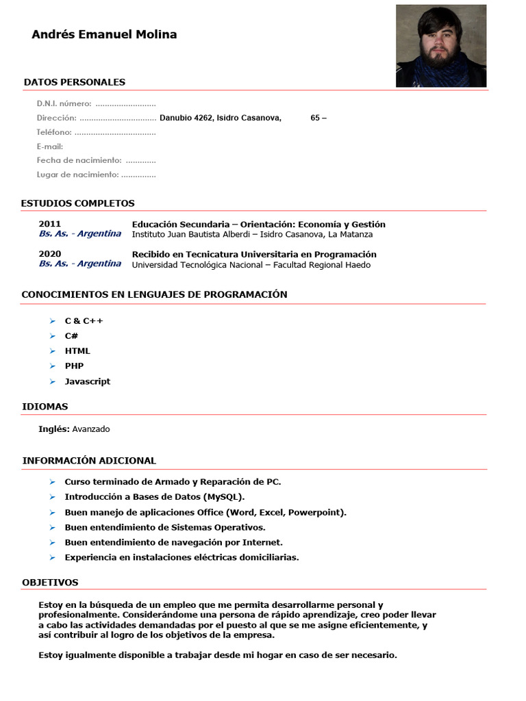 C.V. Andres Molina | PDF