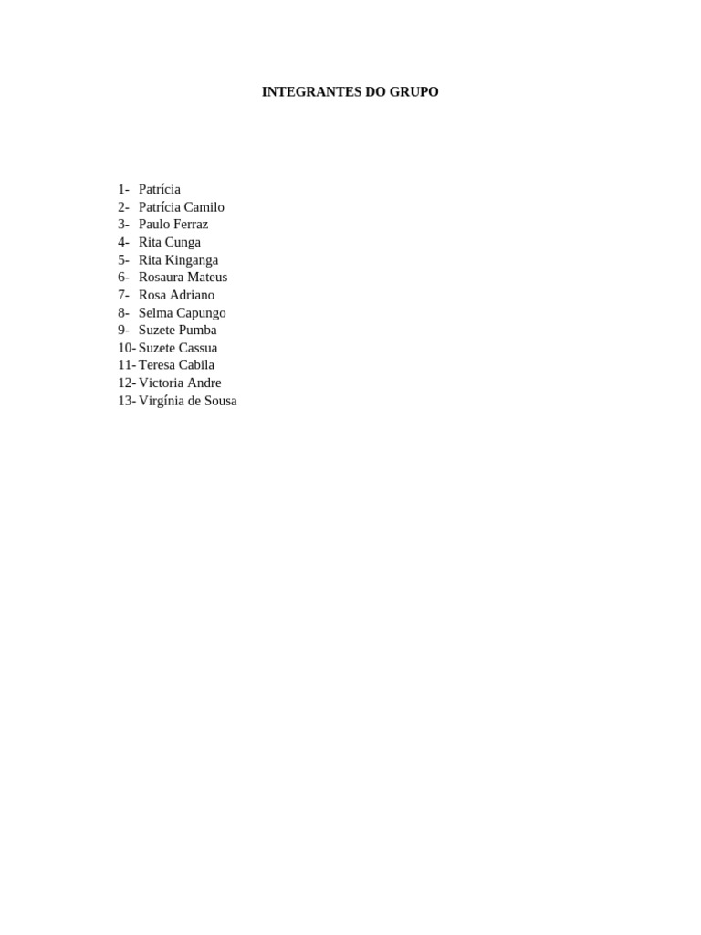 Integrantes do Grupo de Trabalho | PDF
