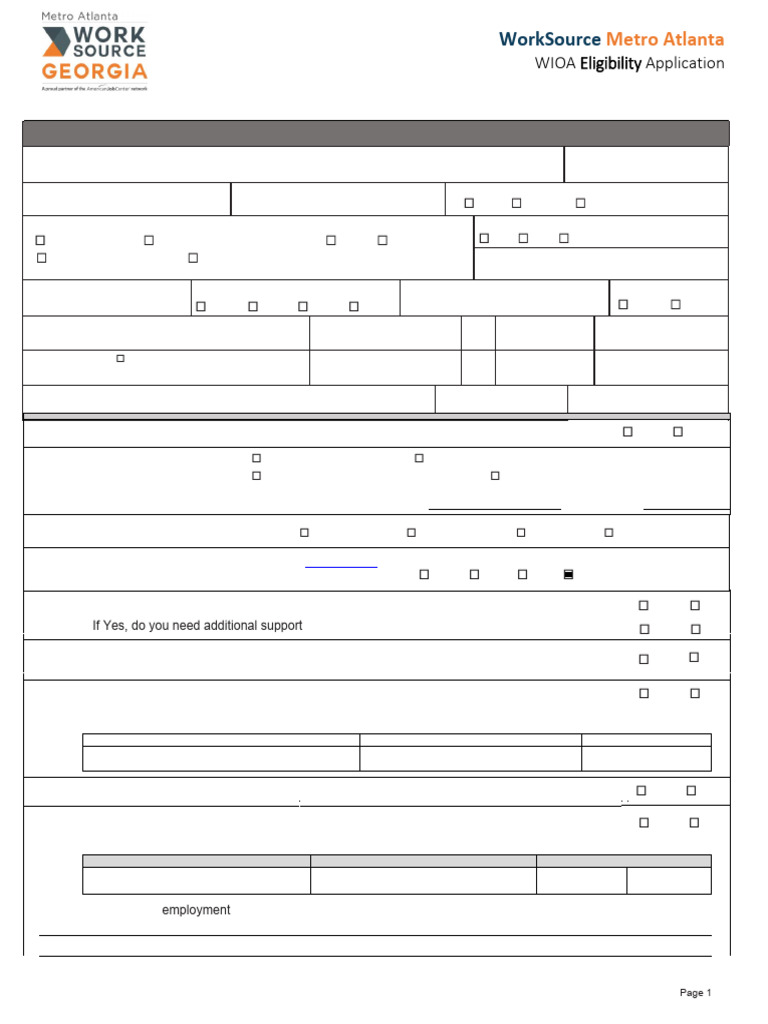 WIOA Eligibility Application Form | PDF | Academic Degree | Diploma