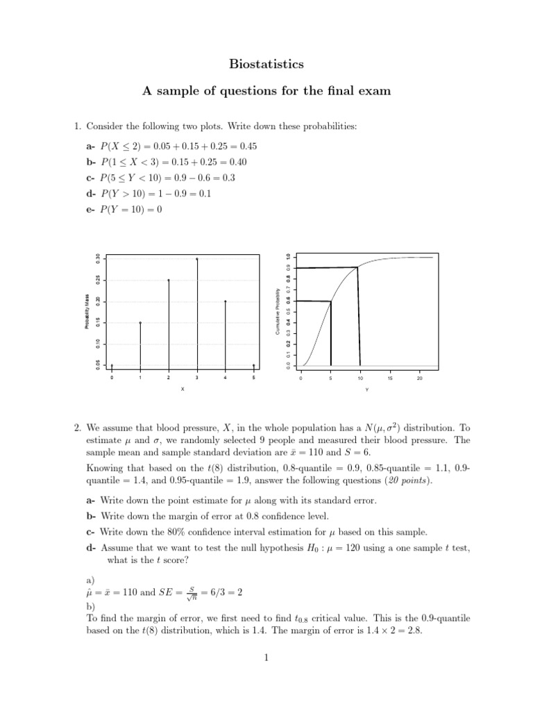 Finalexam Sample Key | PDF | Confidence Interval | Errors And Residuals