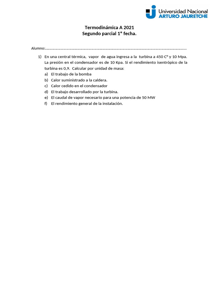 2 Parcial Termo A 2021 Ejercicio 1 | PDF