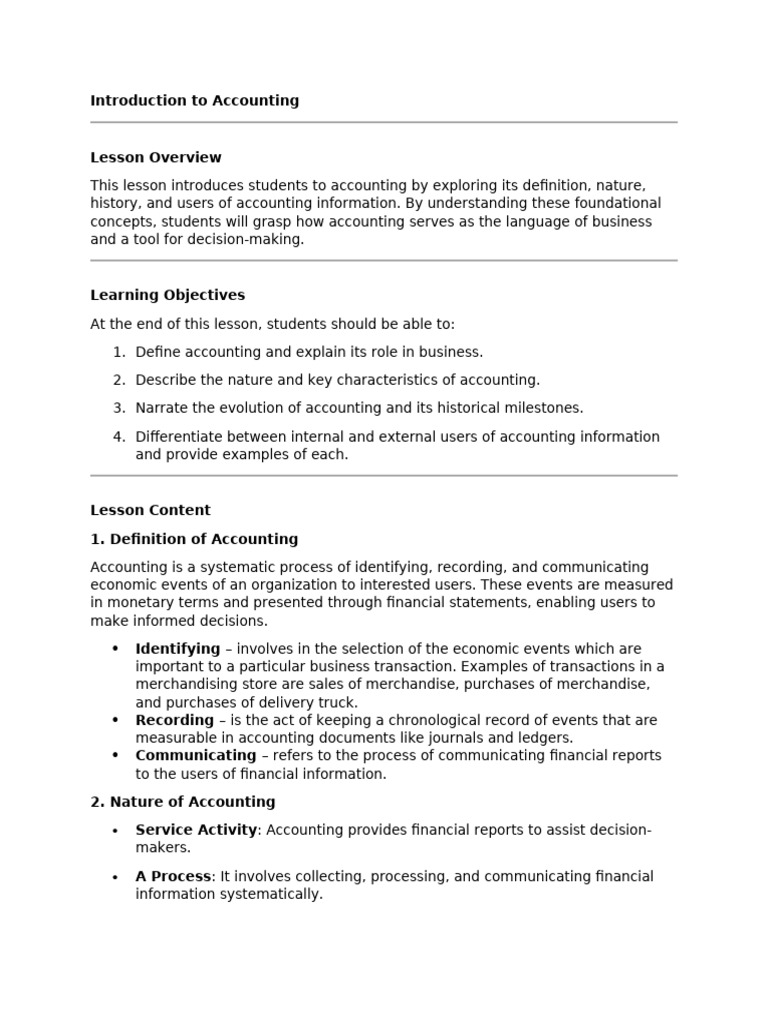 Week 1 Introduction To Accounting | PDF | Accounting | Business