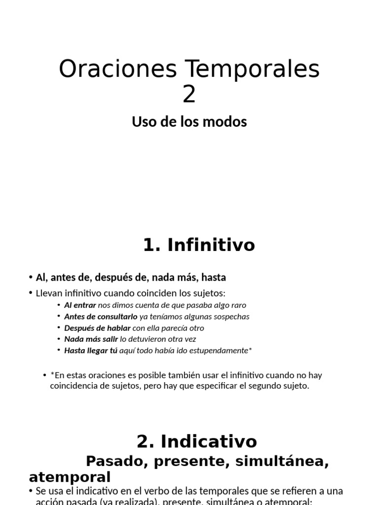 Oraciones Temporales 2 Uso de Los Modos | PDF | Verbo | Morfología