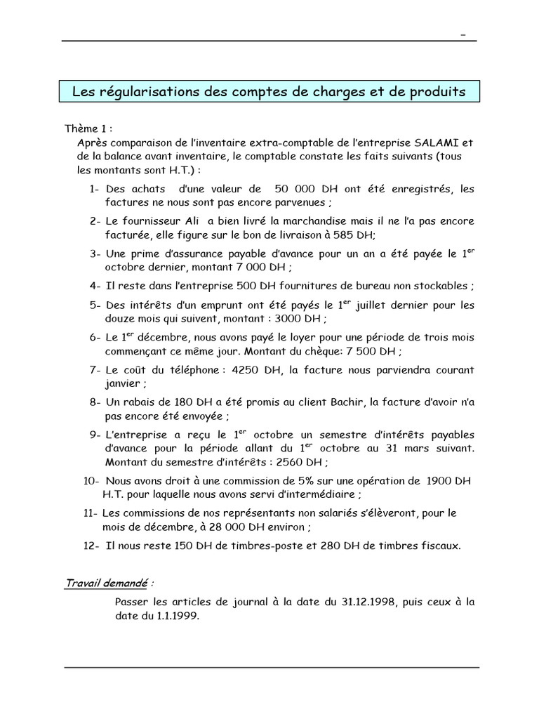 regularisation-charges-produits-exercices (1) | PDF | Facture | Comptabilité financière