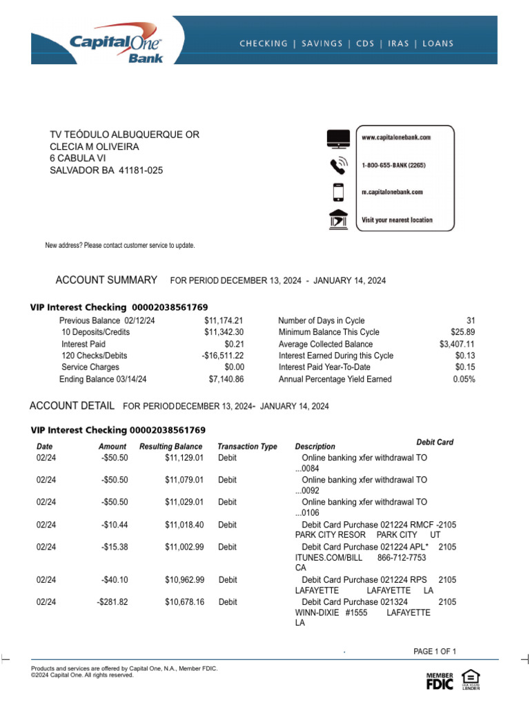 CAPITAL ONE 2024 (1) | PDF | Debit Card | Banks