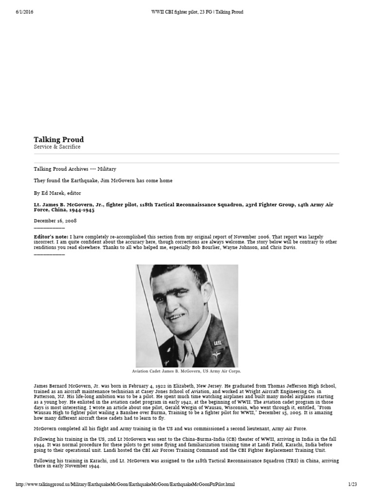 WWII CBI Fighter Pilot James McGovern | PDF | Flying Tigers | Curtiss P ...