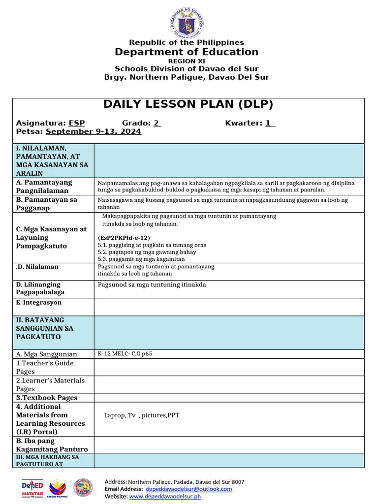Sample Daily Lesson Plan | PDF