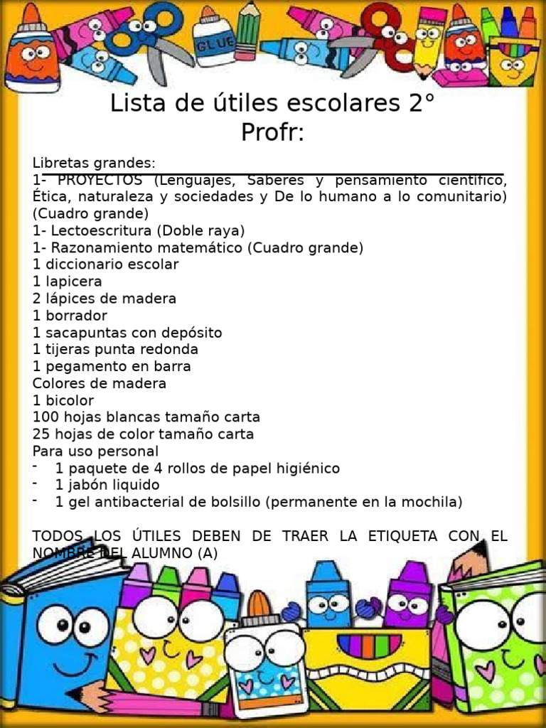 Lista de Útiles | PDF