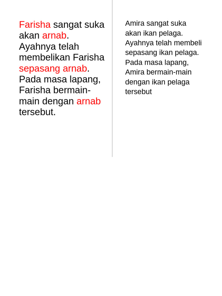 Farisha Sangat Suka Akan Arnab | PDF