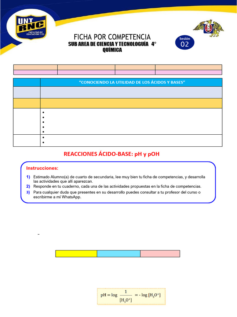 Ficha - de - Competencia - # - 2 - Vi Unidad - Química - 4º - Sec - 2024 | PDF | Ph | Ciencias ...