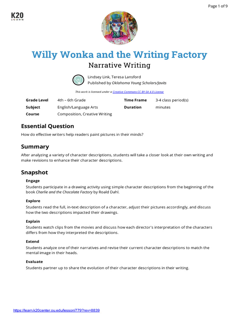 Willy Wonka and The Writing Factory | PDF | Narrative | Human Communication