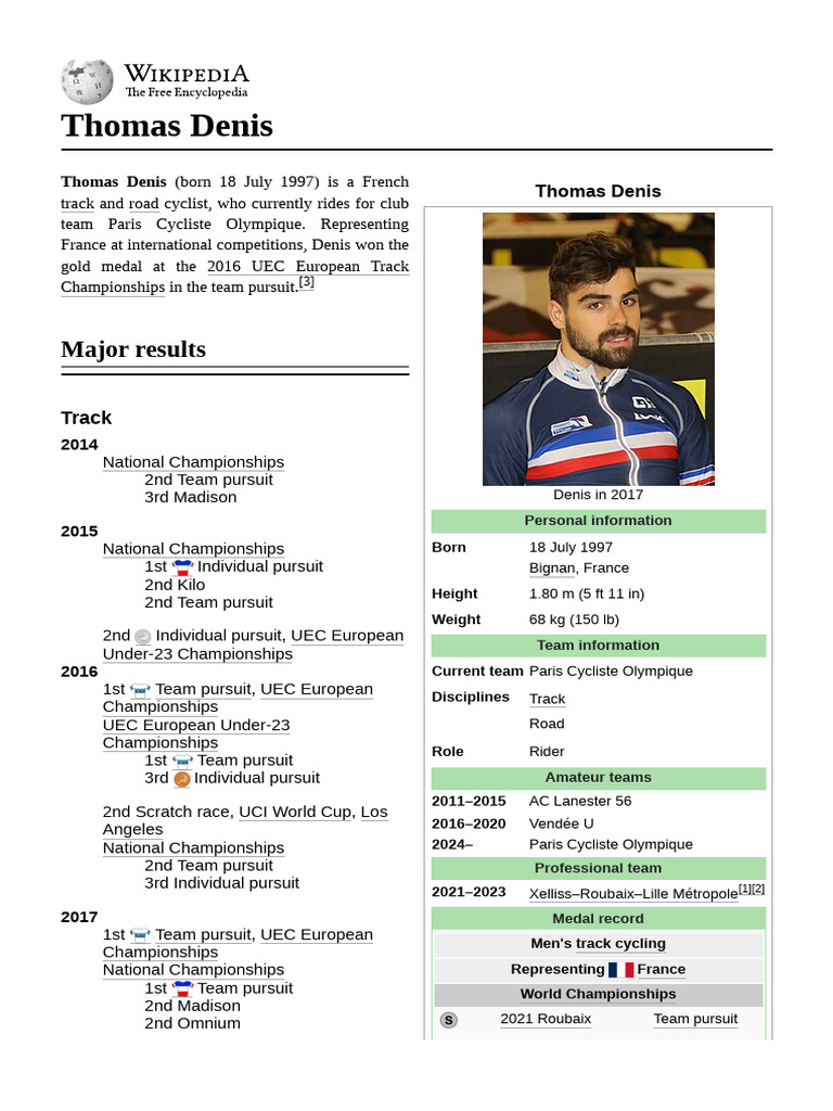 Thomas_Denis | PDF | Sports | Human Powered Transport