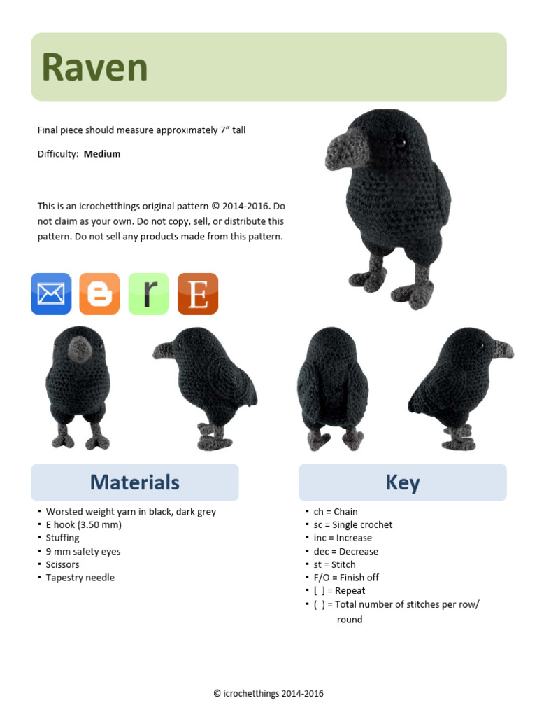 Free Simple Raven Crochet Pattern | PDF | Crochet | Crafts