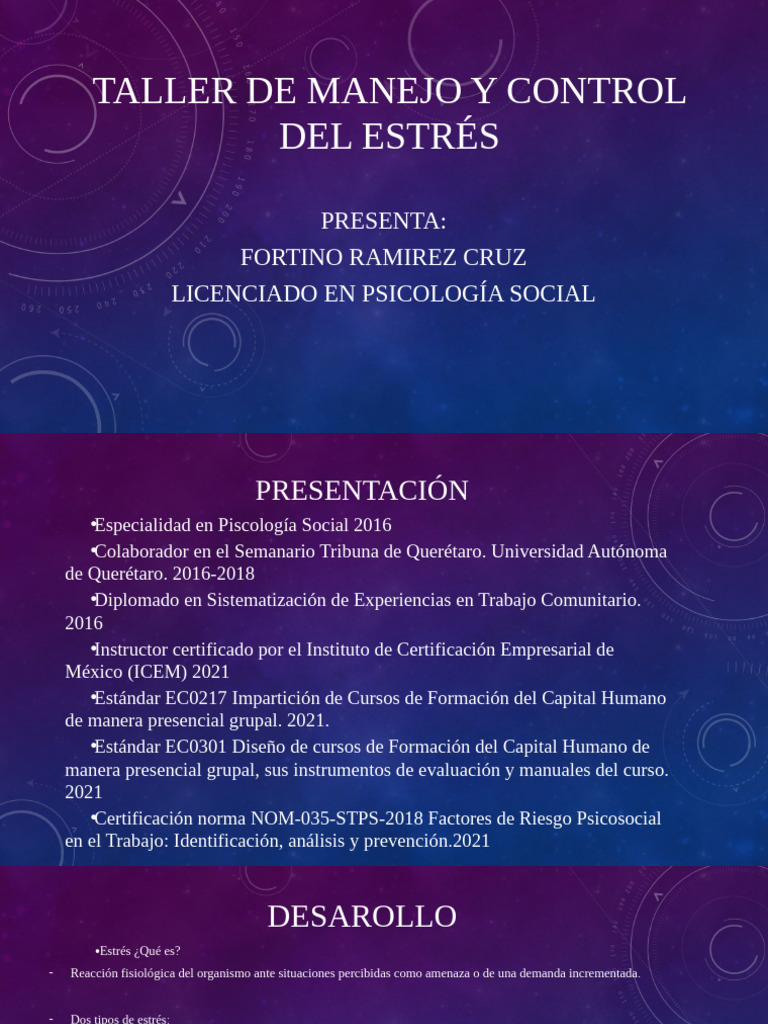 Taller de Manejo del Estrés y Ansiedad | PDF | Estrés (biología) | Ansiedad