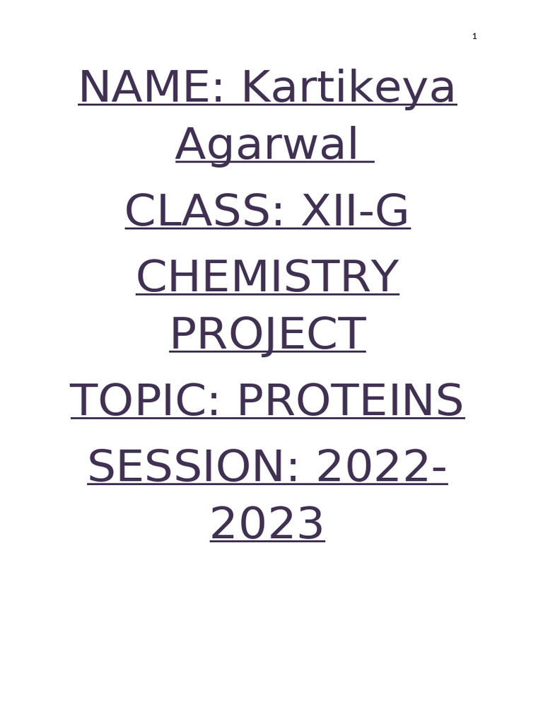 Chemistry Project | PDF | Proteins | Amino Acid