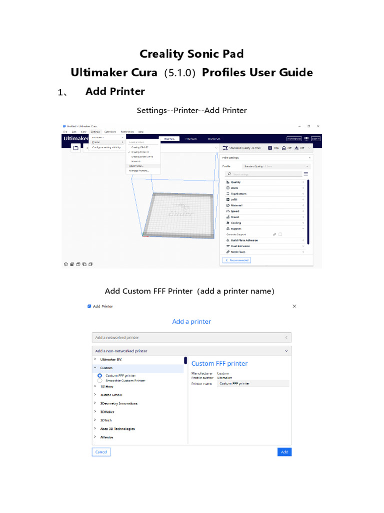 Creality Sonic Pad Ultimaker Cura 5.1.0 Profiles User Guide | PDF | 3 D ...