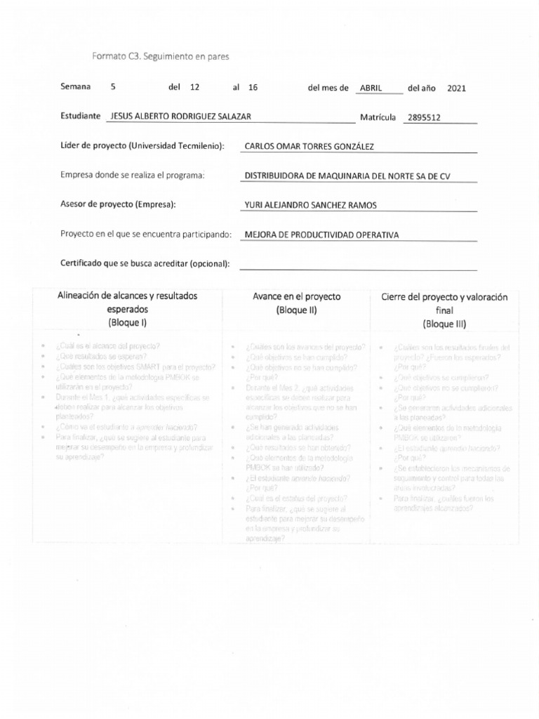 Formato c3 Proyecto II Bloque III Firma | PDF