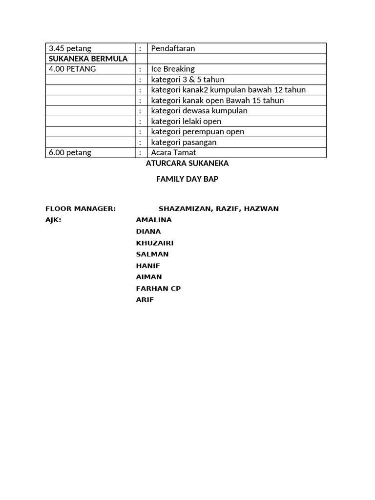 Tentatif Sukaneka | PDF