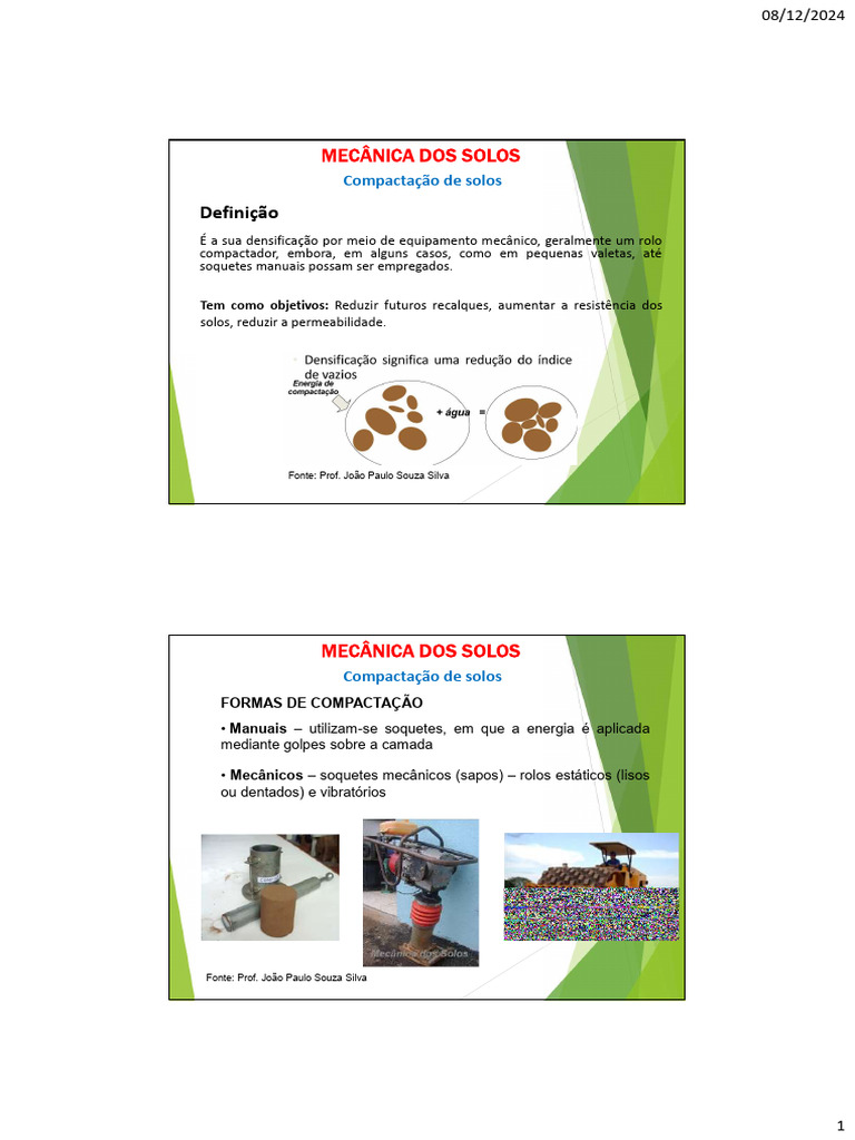 Compactação de Solos: Métodos e Equipamentos | PDF | Mecânica dos solos ...