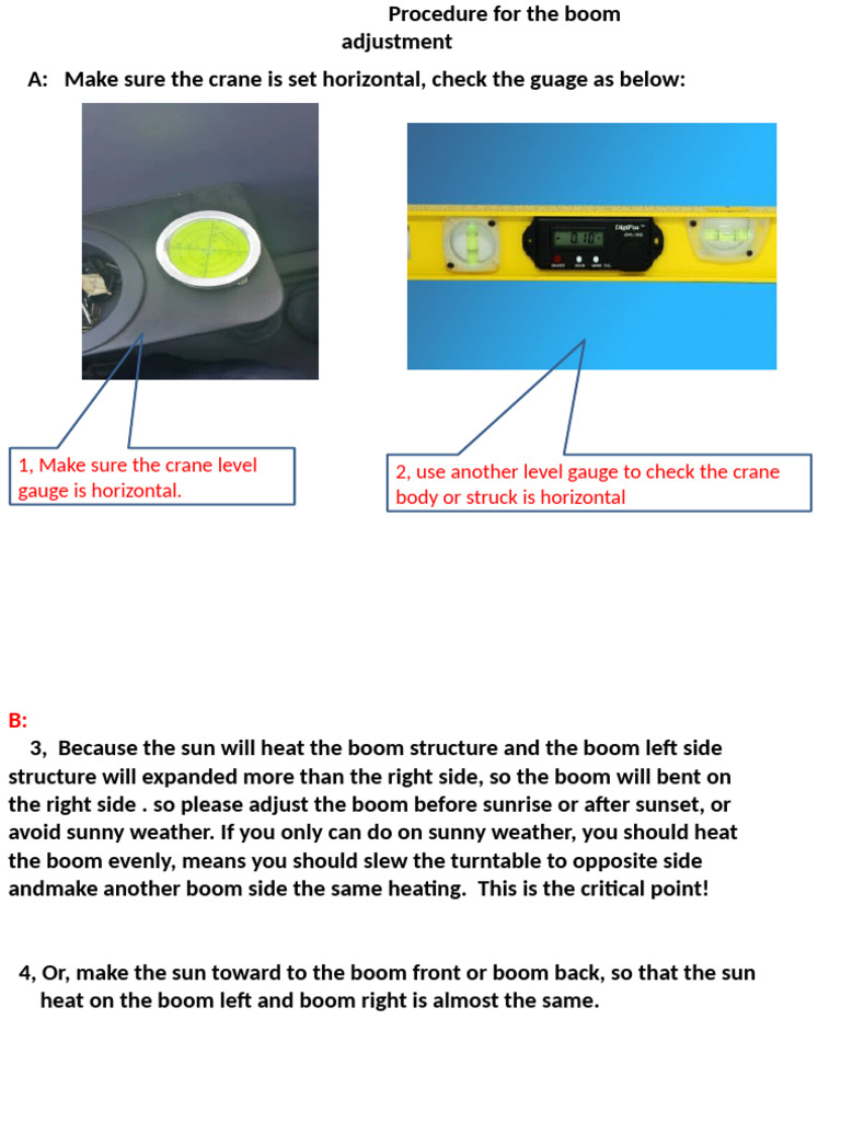 Crane Boom Adjustment Procedure | PDF