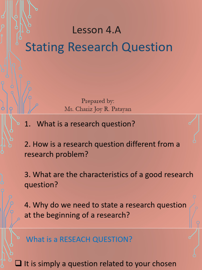 Q3 PR1 Research-Question | PDF | Methodology | Learning
