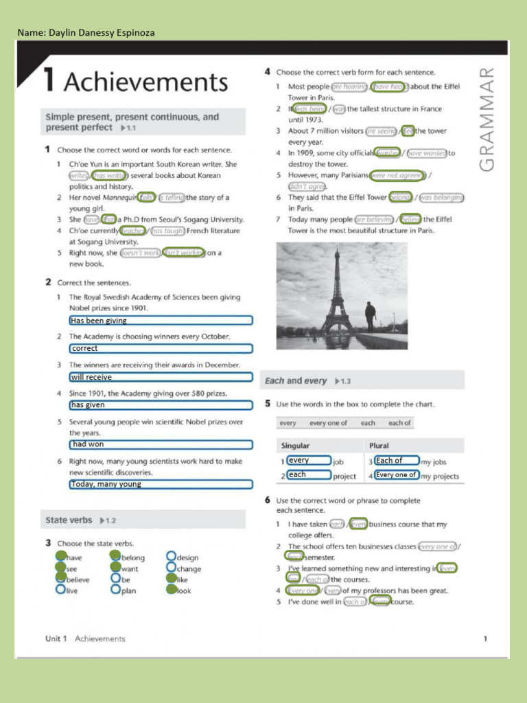 Workbook Unit 1 | PDF