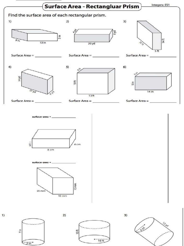 Surface Area of Rectangular Prisms | PDF