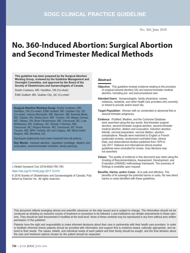 SOGC - Induced Abortion- Surgical Abortion and Second Trimester Medical ...