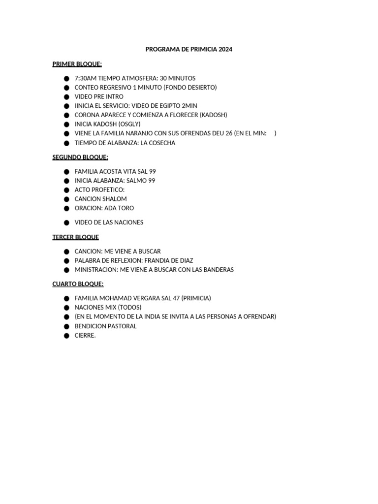 Programa de Primicia 2024 Modificado | PDF