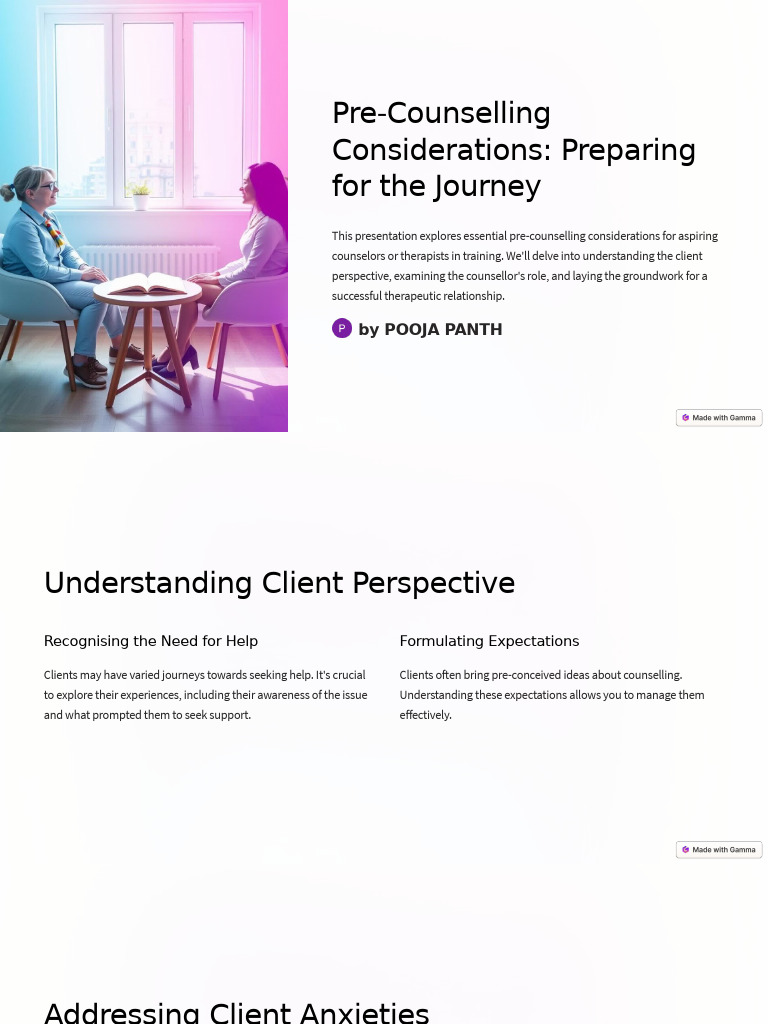 Pre-Counselling Essentials for Therapists | PDF | Counseling Psychology ...