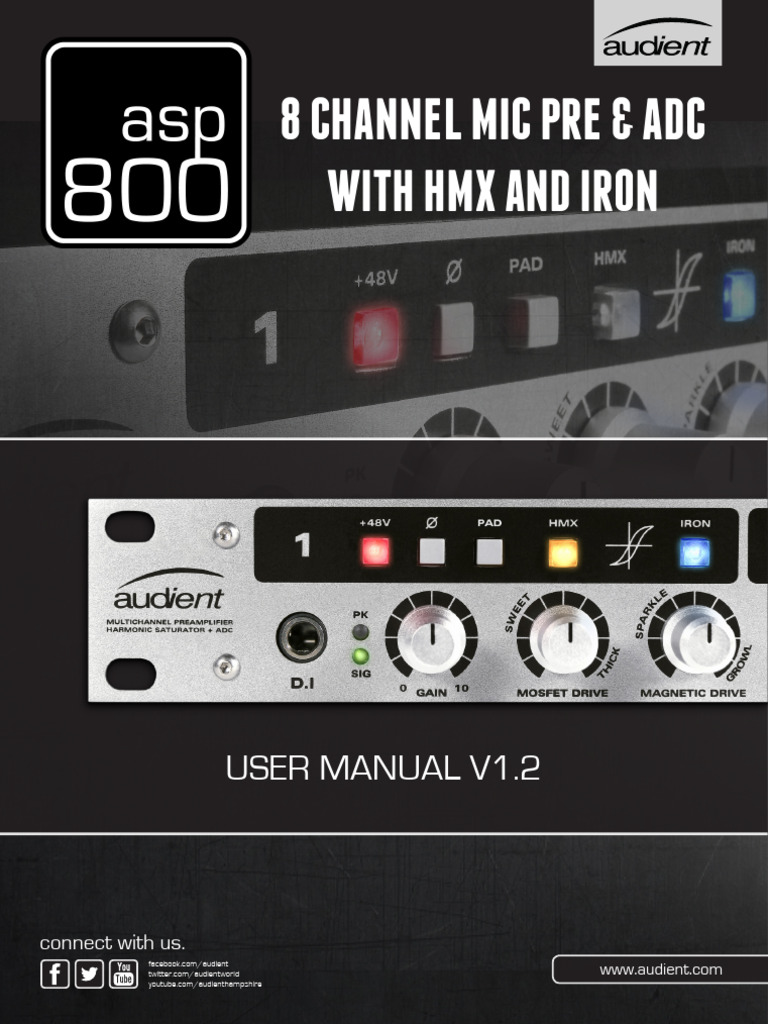 Audient ASP800 Manual V1.2 En | PDF | Microphone | Distortion